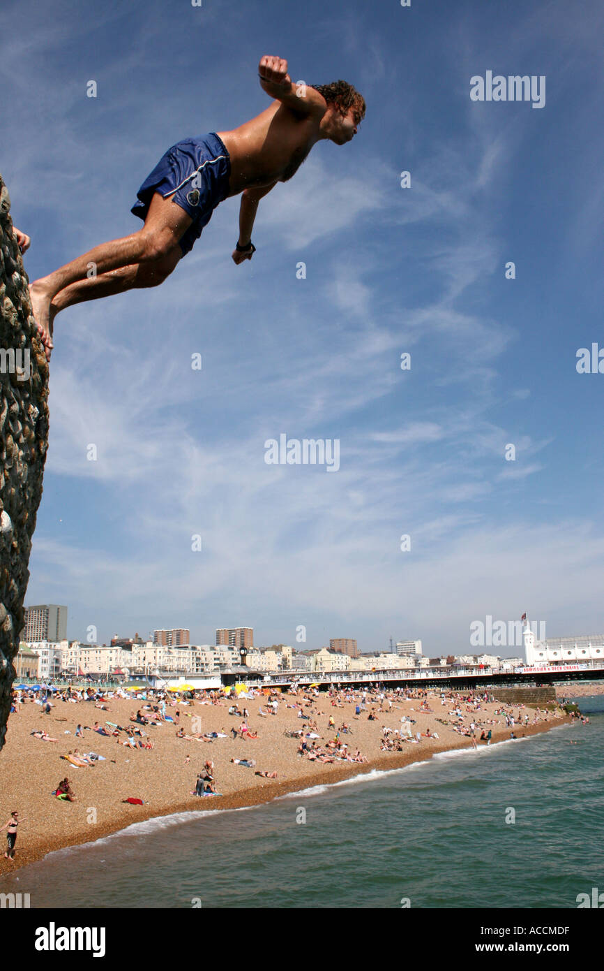 Diving into the sea at Brighton Sussex England Stock Photo - Alamy