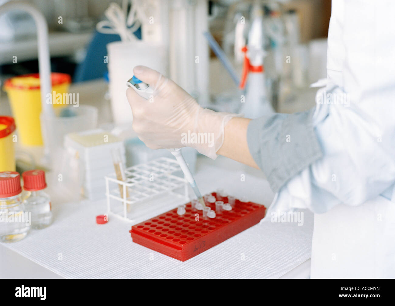 Work on test tubes Stock Photo - Alamy