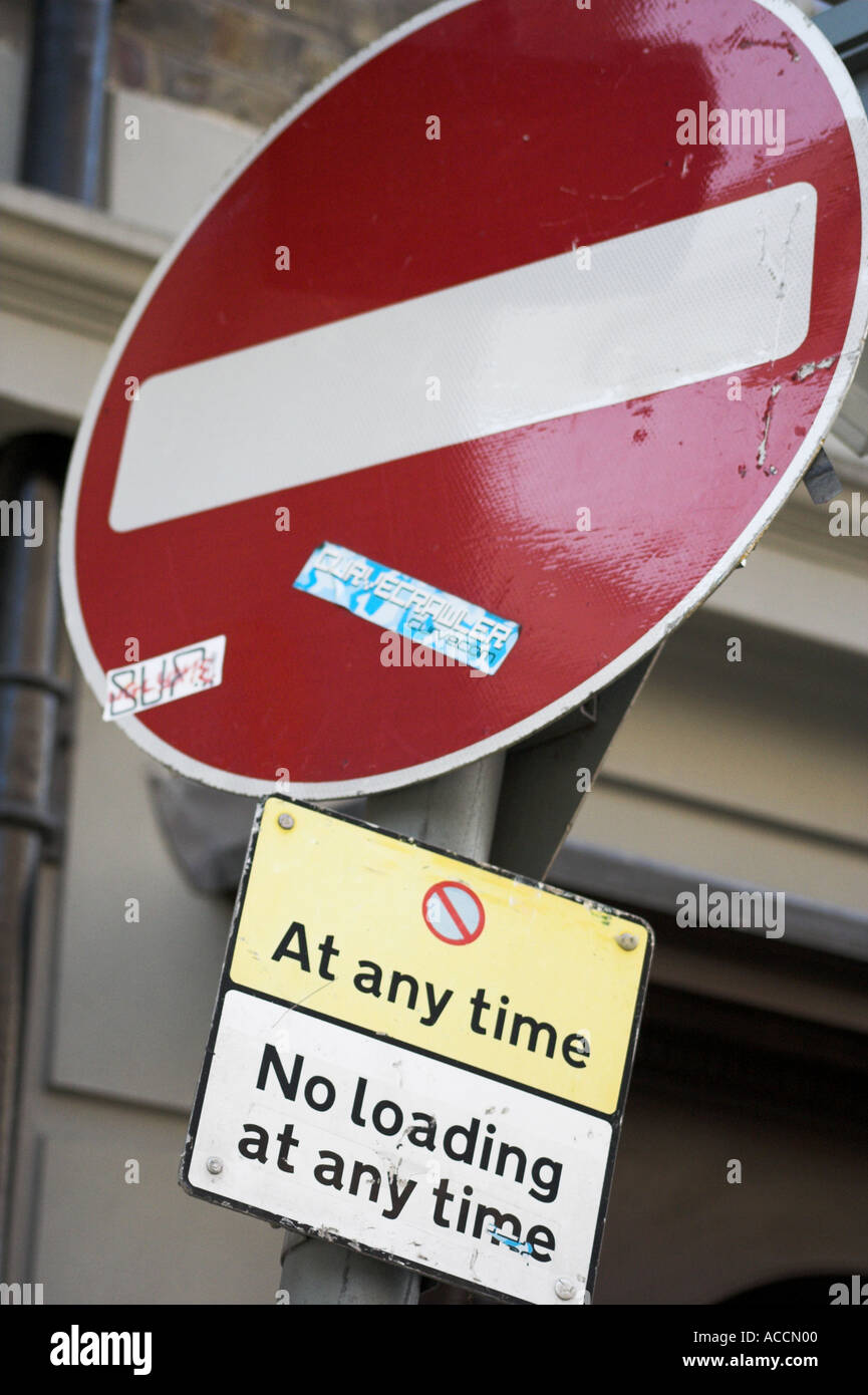 London No Entry Sign and Road traffic and Parking restrictions Stock ...