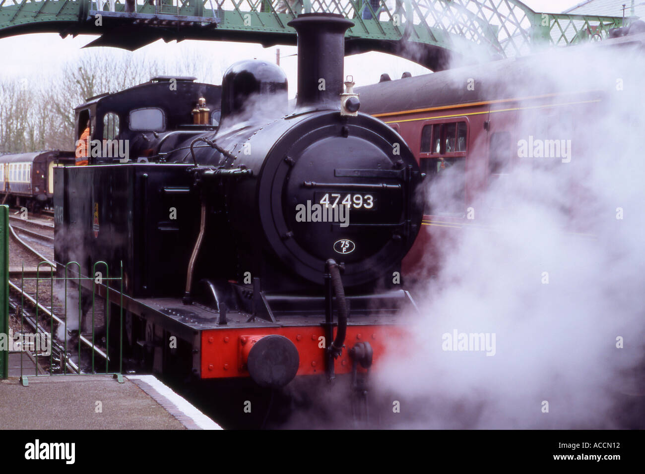 Former Midland and LMS railway 3F Jinty locomotive at Alresford Station ...