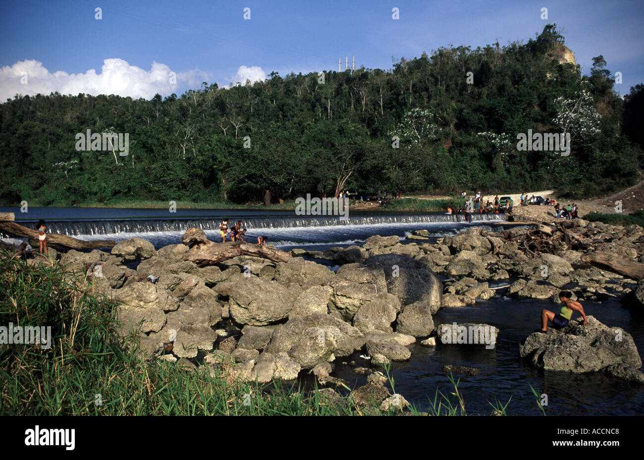 Dominicans bathing on a Sunday waterfall and springs south west ...