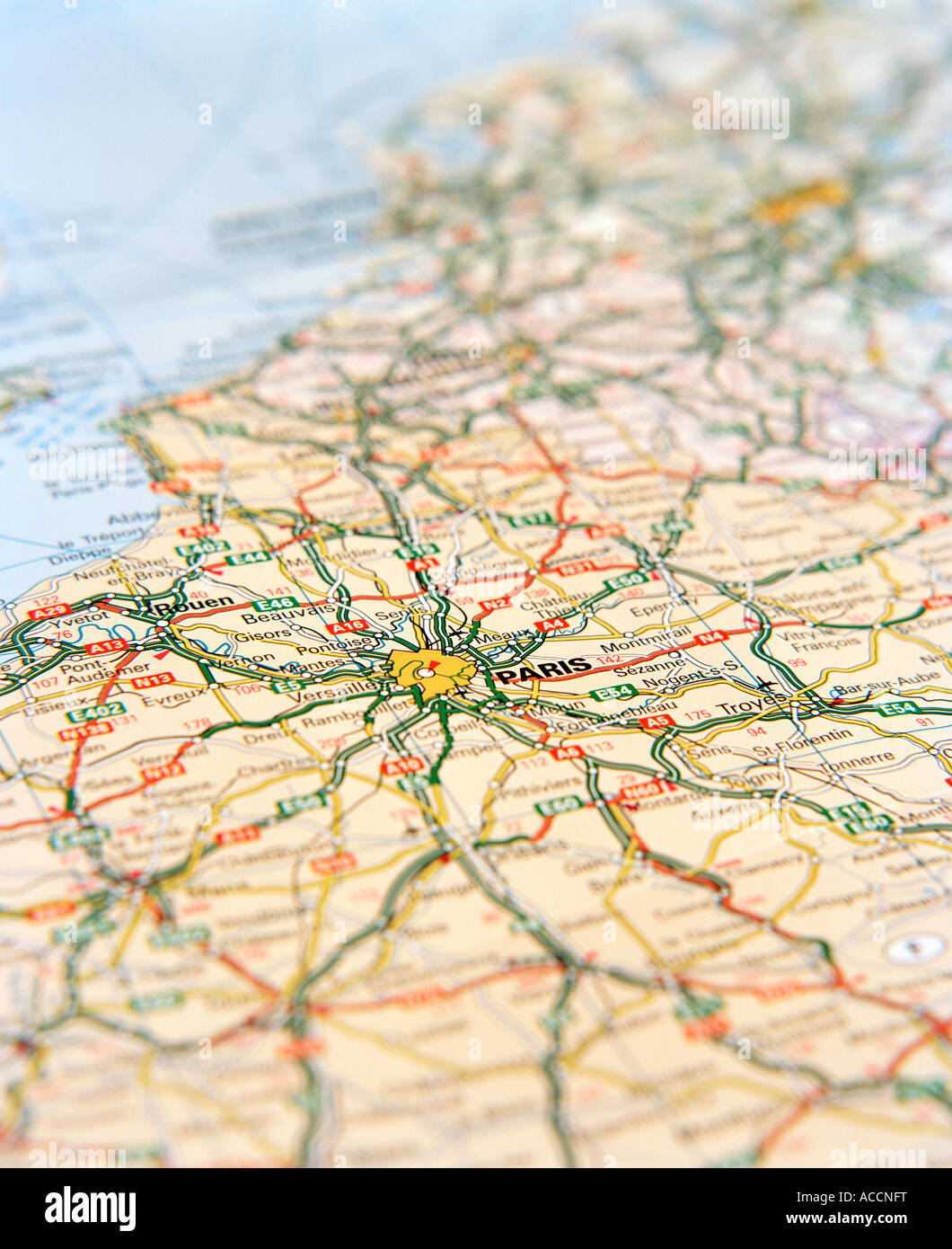 Paris on a map Stock Photo - Alamy