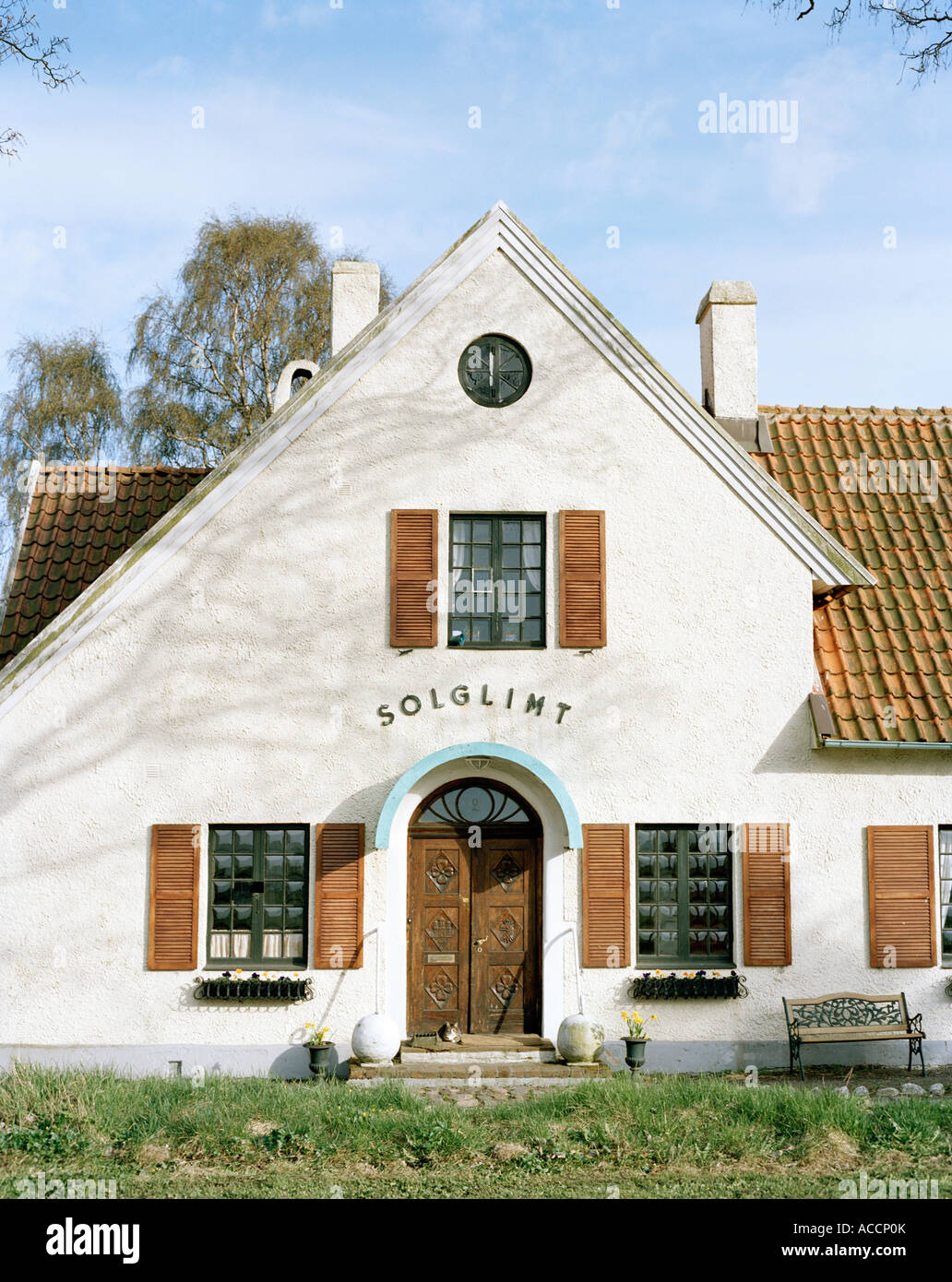 White gable og a house Stock Photo - Alamy