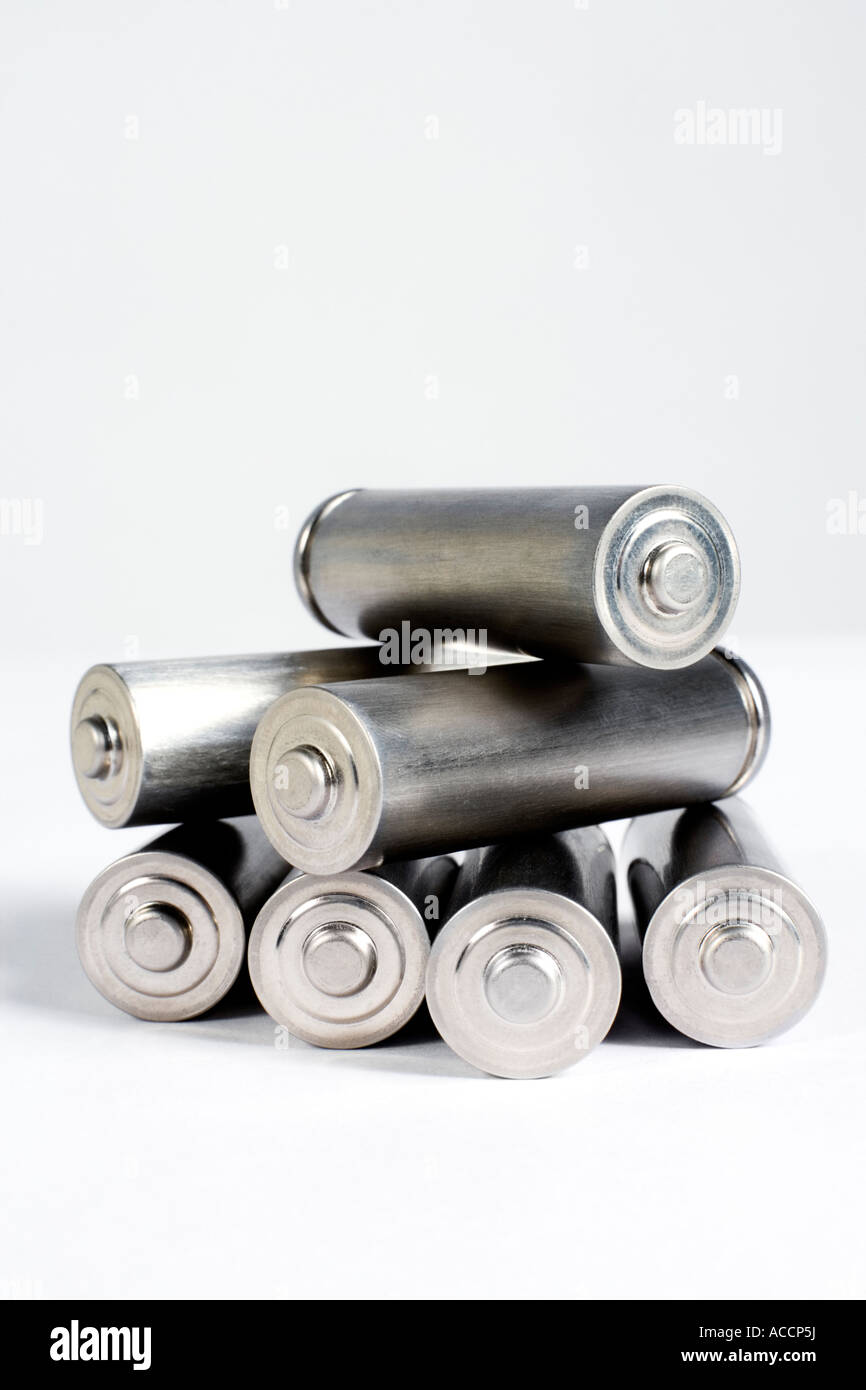 Batteries on a white background Stock Photo - Alamy