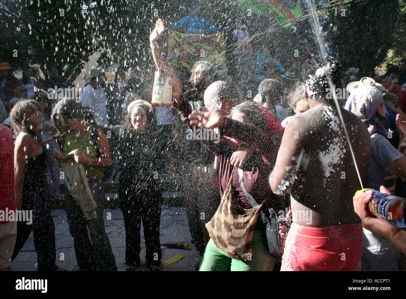 Street scene, carnival in Humahuaca, dancing, drinking, laughting ...