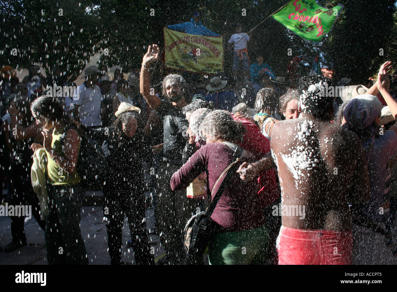 Street scene, carnival in Humahuaca, dancing, drinking, laughting ...