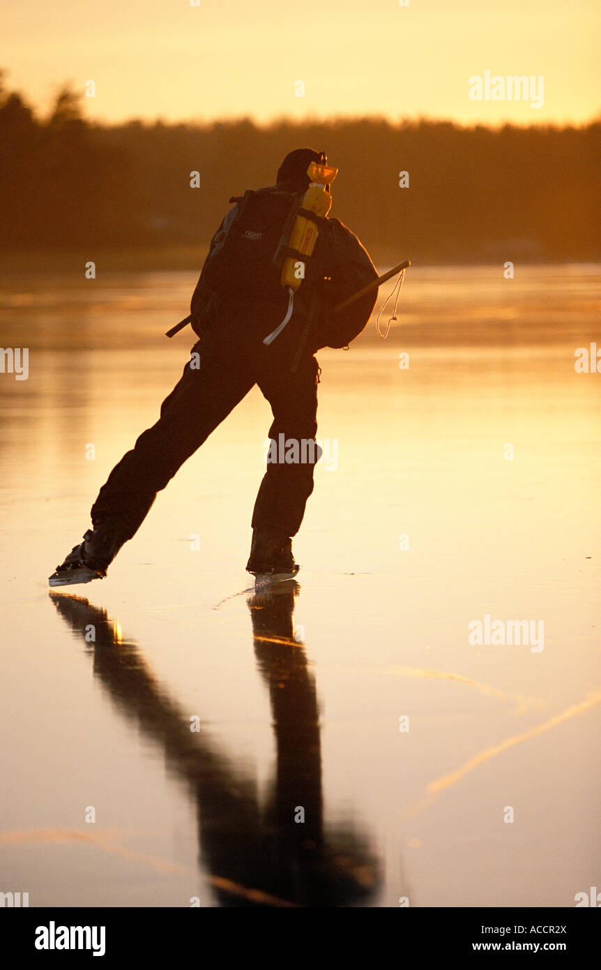 Long-distance skating at dusk Stock Photo - Alamy