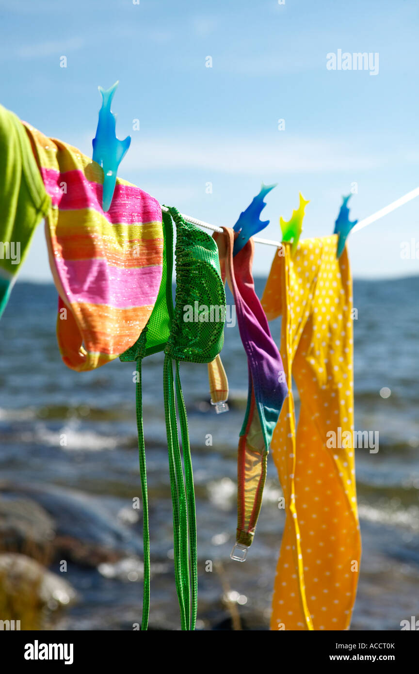 Swimming costumes drying hi-res stock photography and images - Alamy