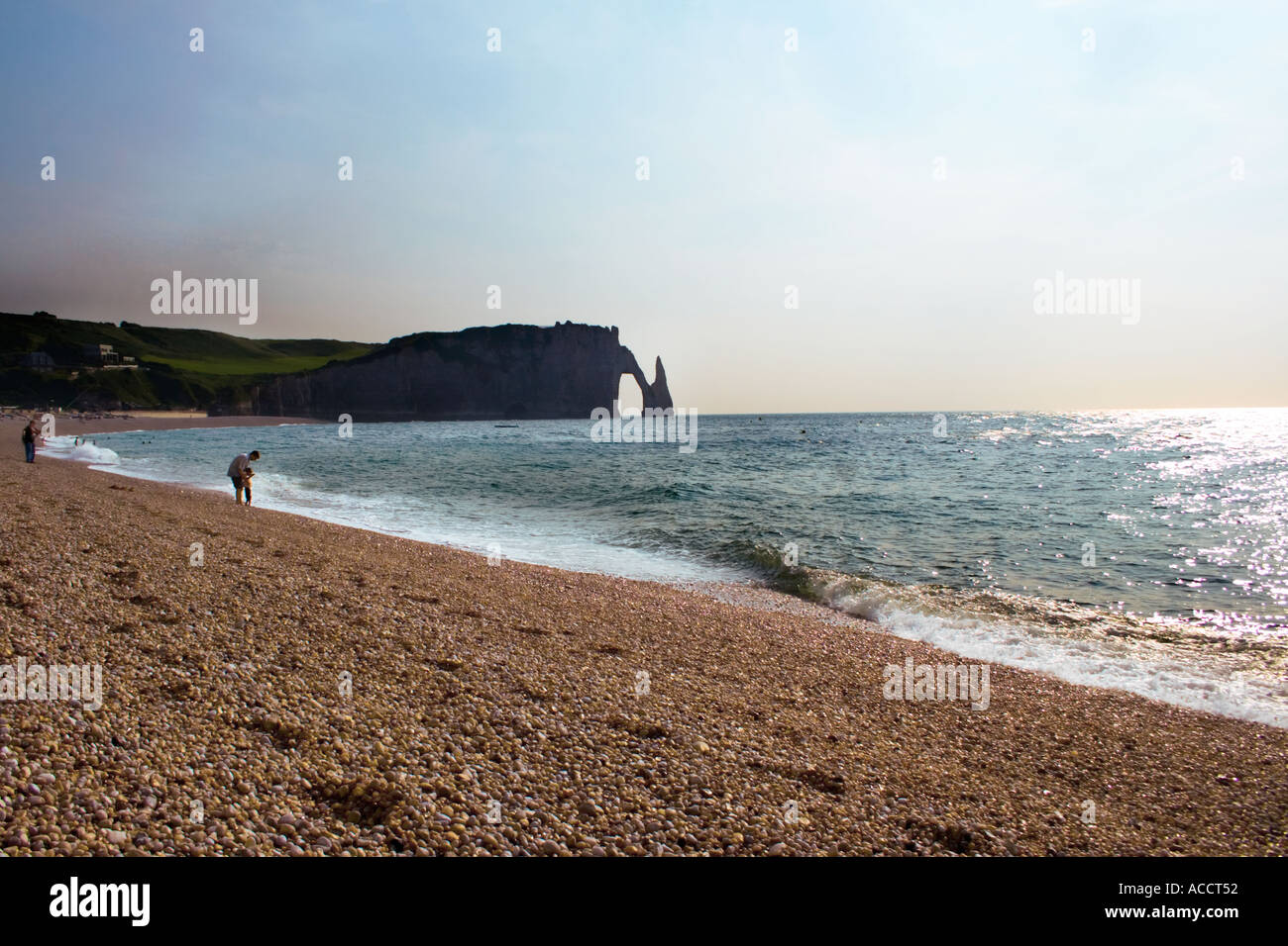 The needle hole cliff at beach in Etretat France Stock Photo - Alamy