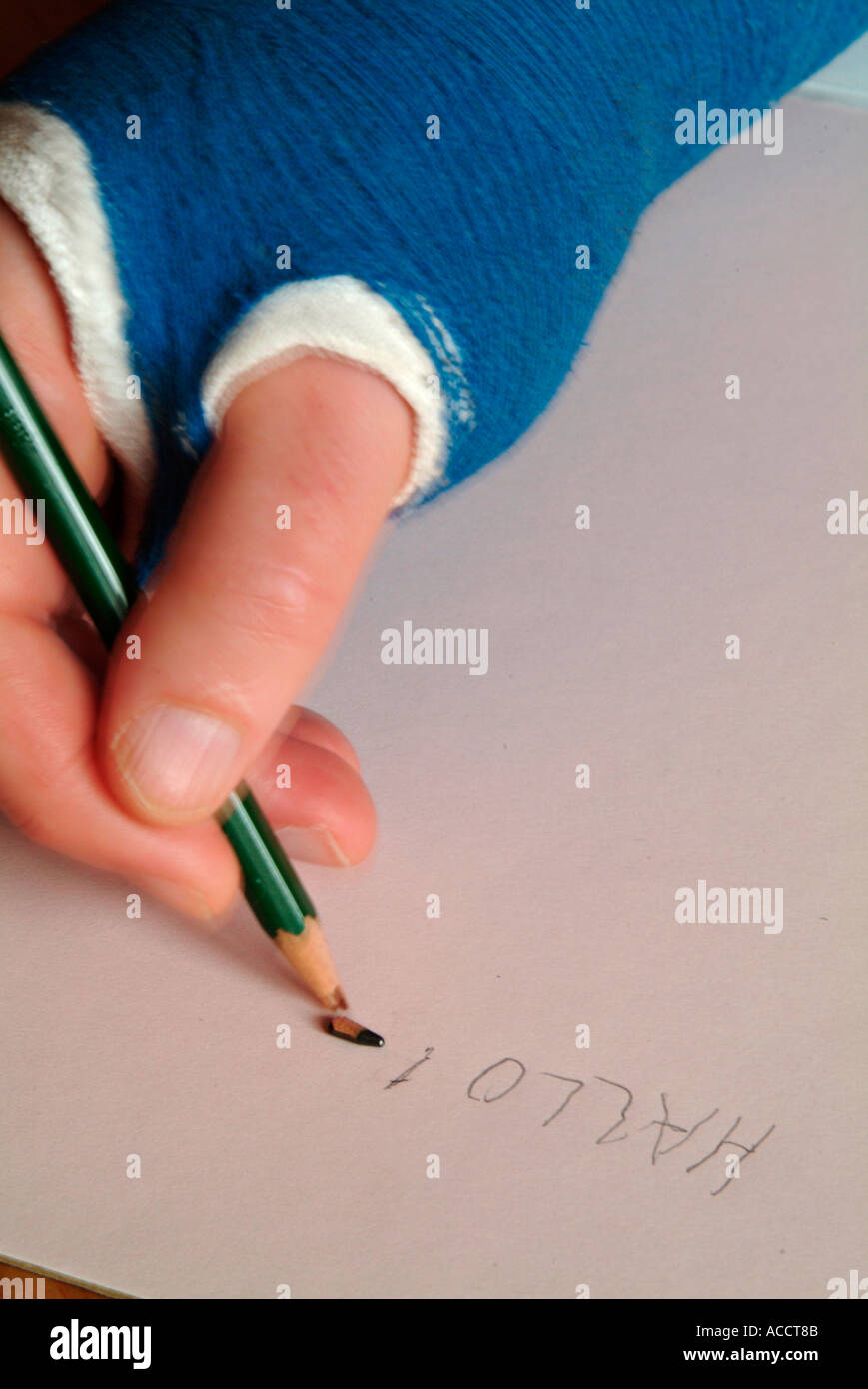 Writing with broken finger hi-res stock photography and images - Alamy