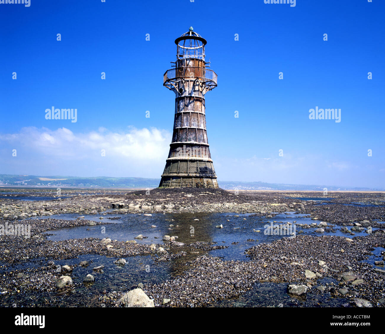 victorian wrought iron lighthouse, whiteford point, gower peninsula ...