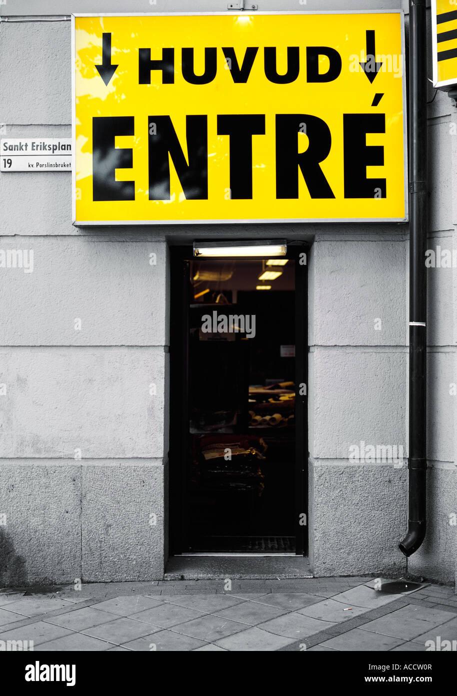 An entry sign to a shop Stock Photo - Alamy