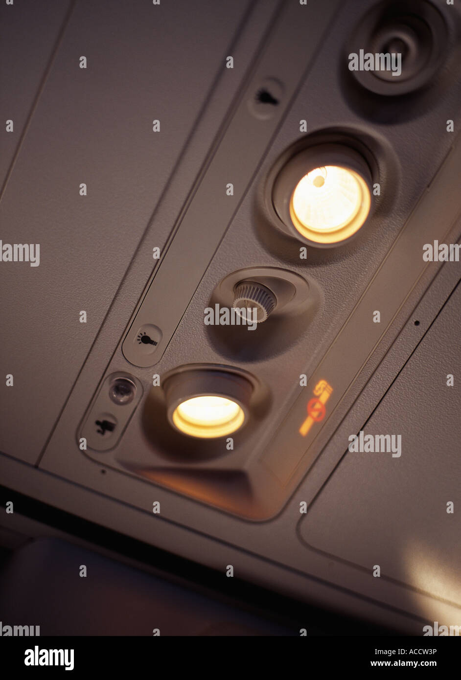 Lights inside an airplane Stock Photo - Alamy