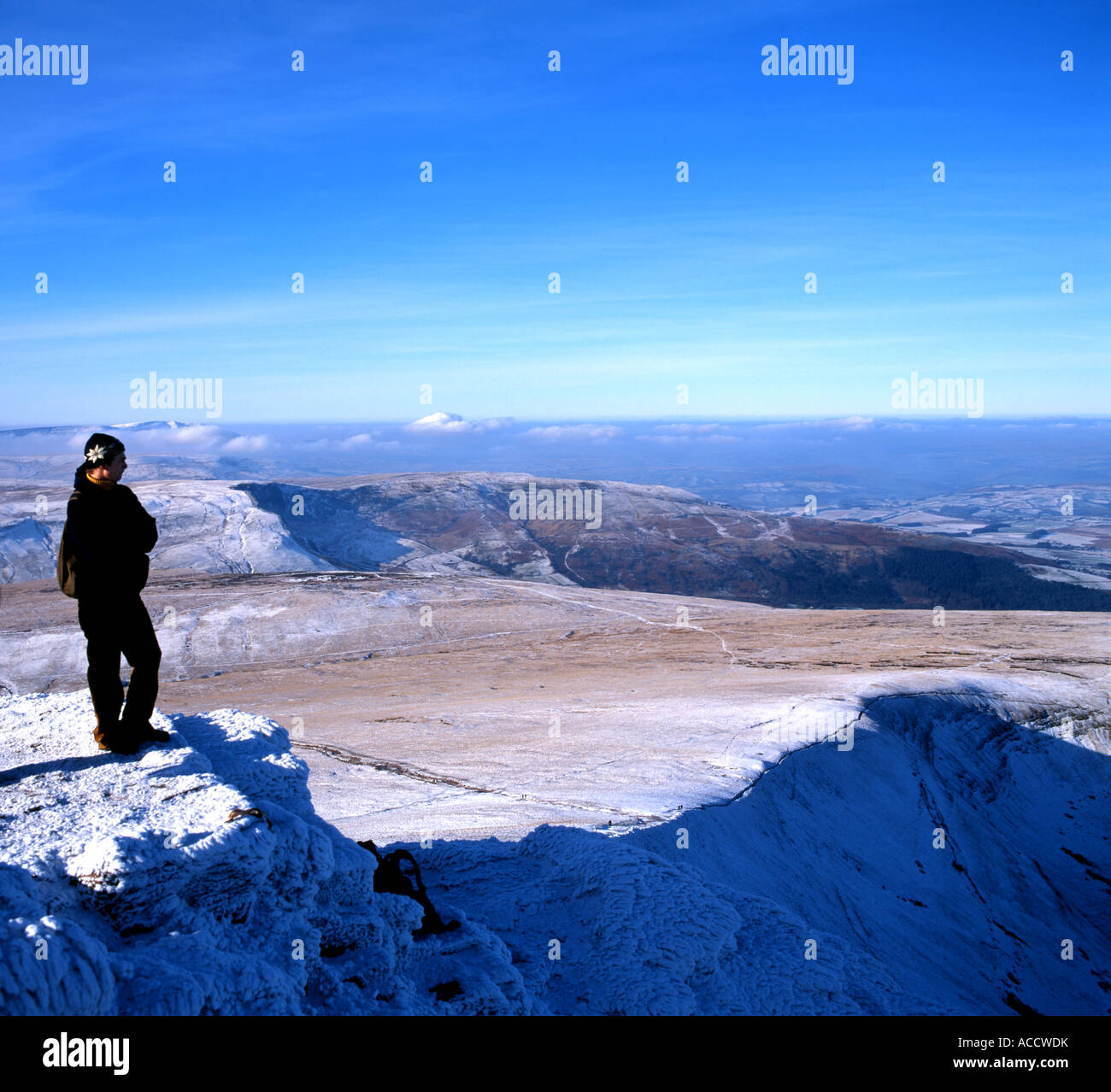 walker on summit of corn du brecon beacons national park wales Stock ...