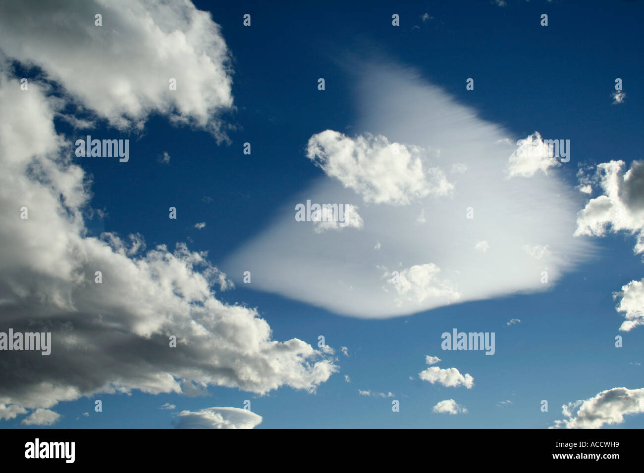 Unusual layered cloud formation. Blue sky. Patagonia Stock Photo - Alamy