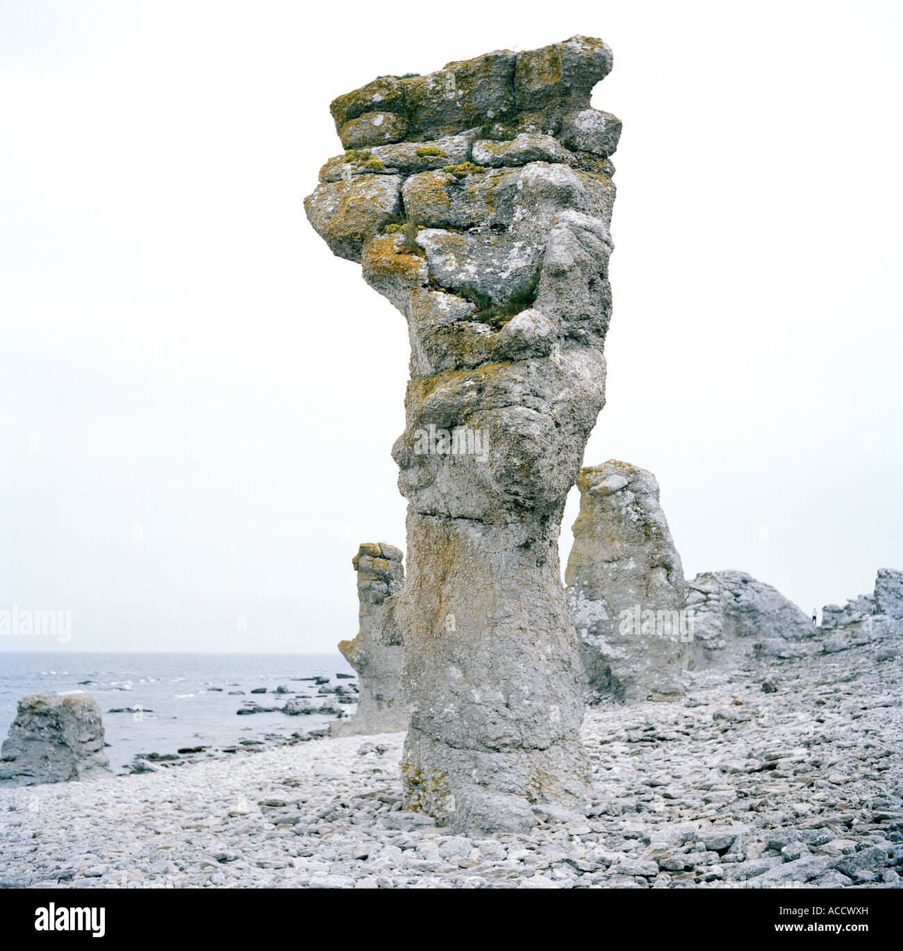 Rock formations in Faro Sweden Stock Photo - Alamy