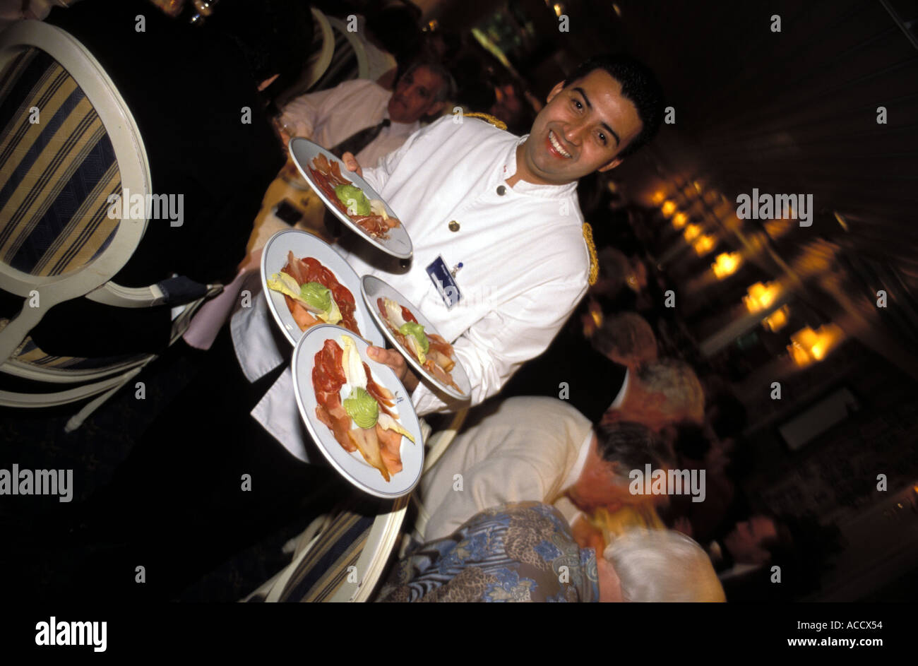 cruiseship diningroom waiter Stock Photo - Alamy