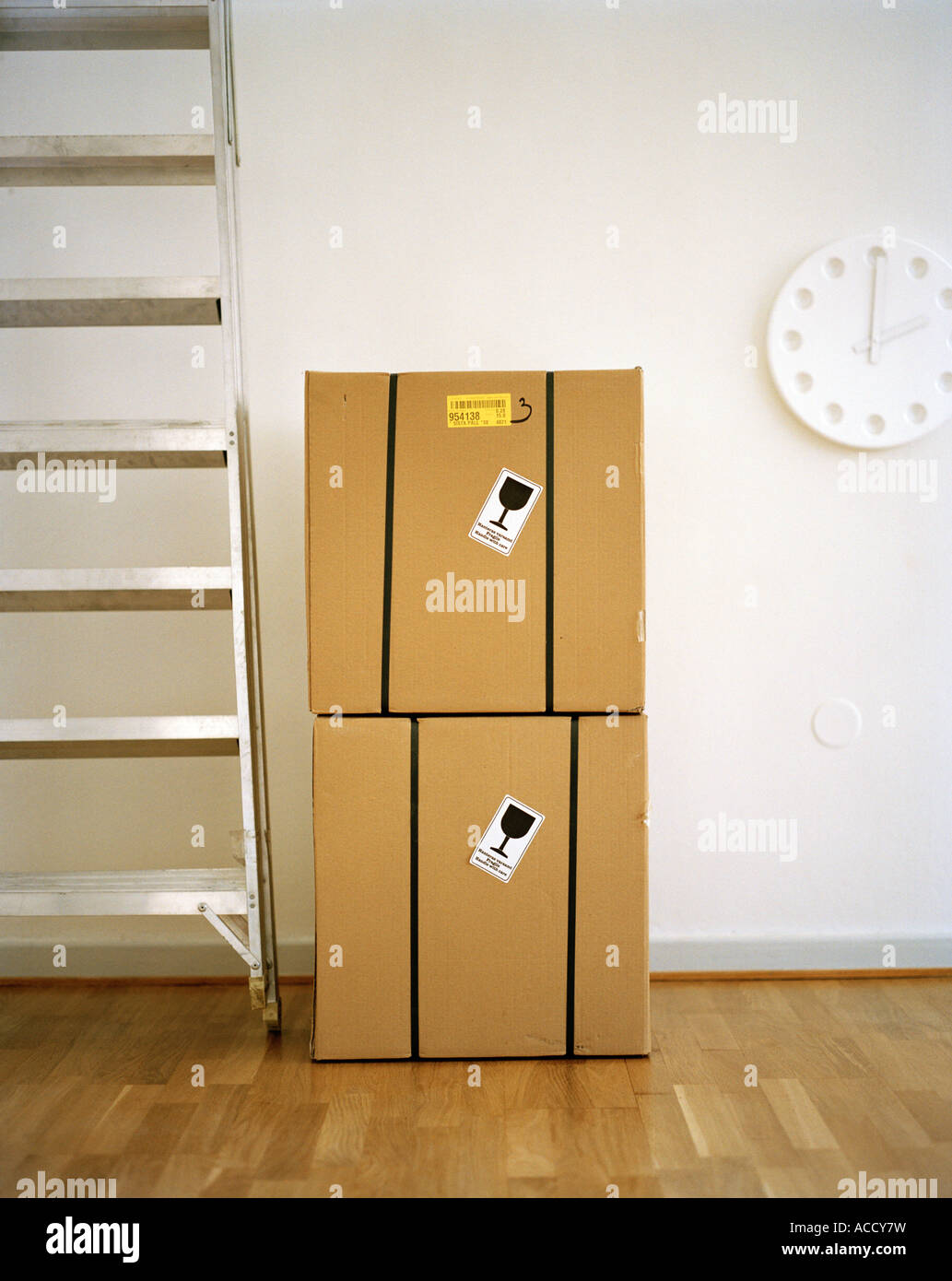 Moving boxes in an apartment Stock Photo - Alamy