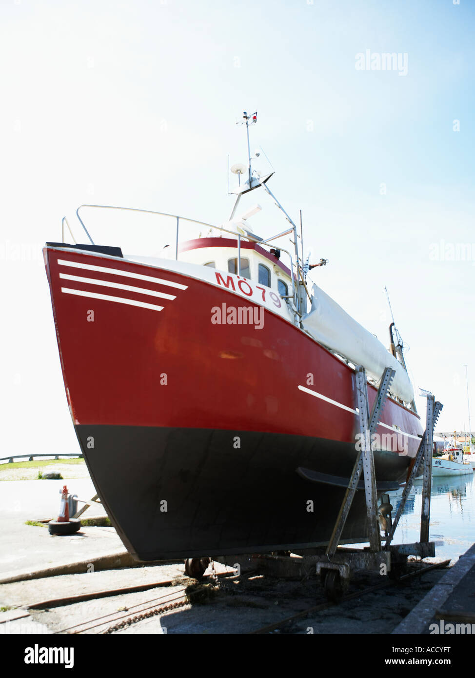 Boat pulled out of the sea Stock Photo - Alamy