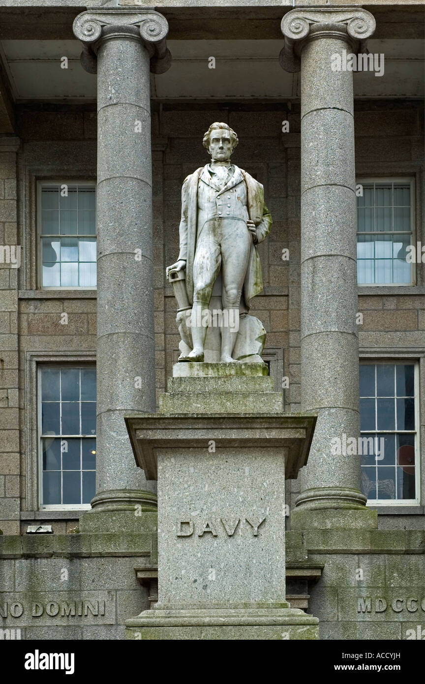 the statue of humphry davy the cornish inventor, in market jew street ...
