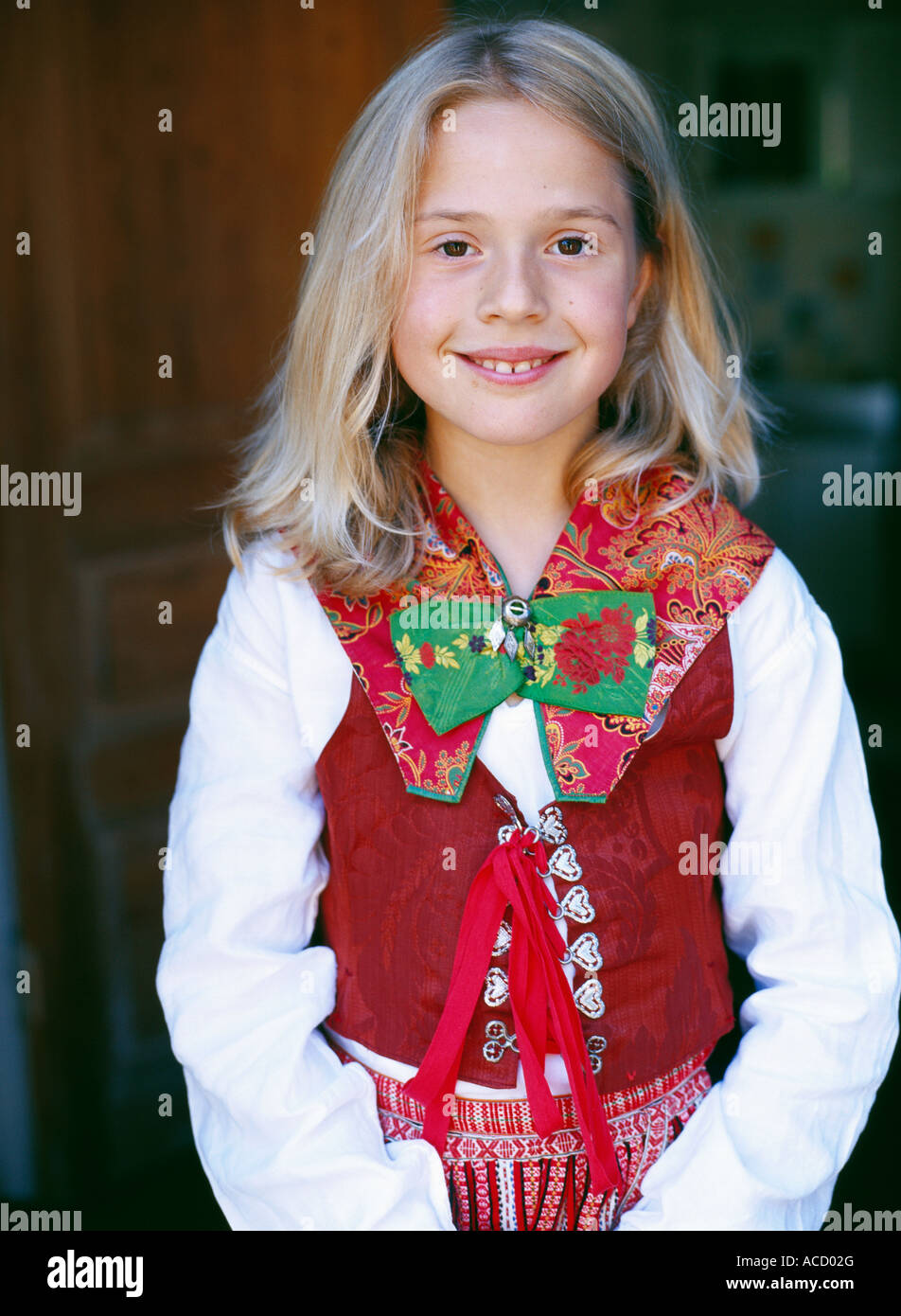 Portrait of a girl wearing a national costume Stock Photo - Alamy