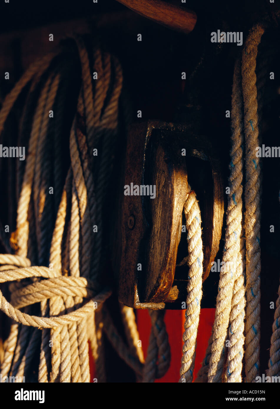 Ropes at a ship Stock Photo - Alamy