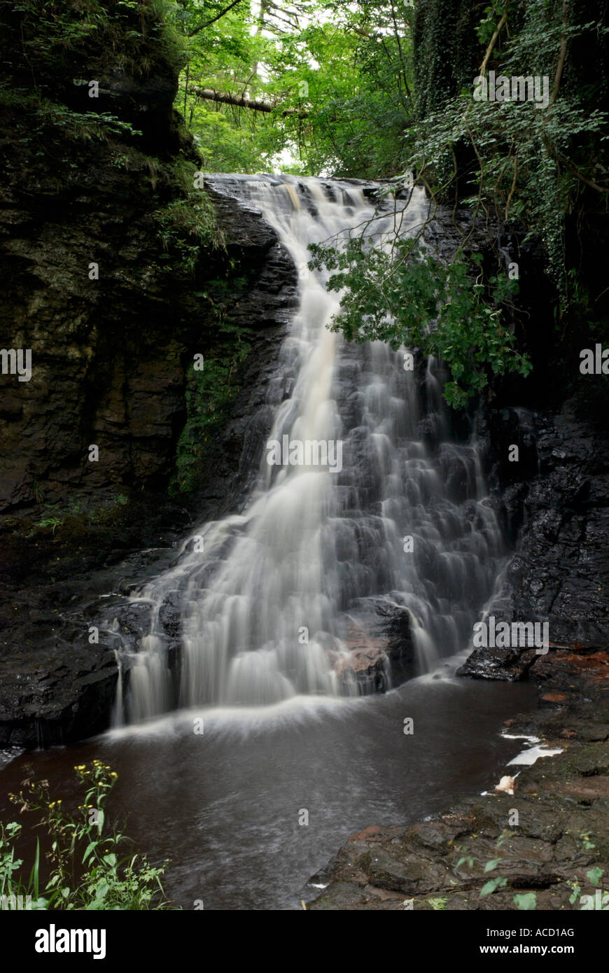 Hareshaw Linn Waterfall Bellingham Northumberland Stock Photo - Alamy
