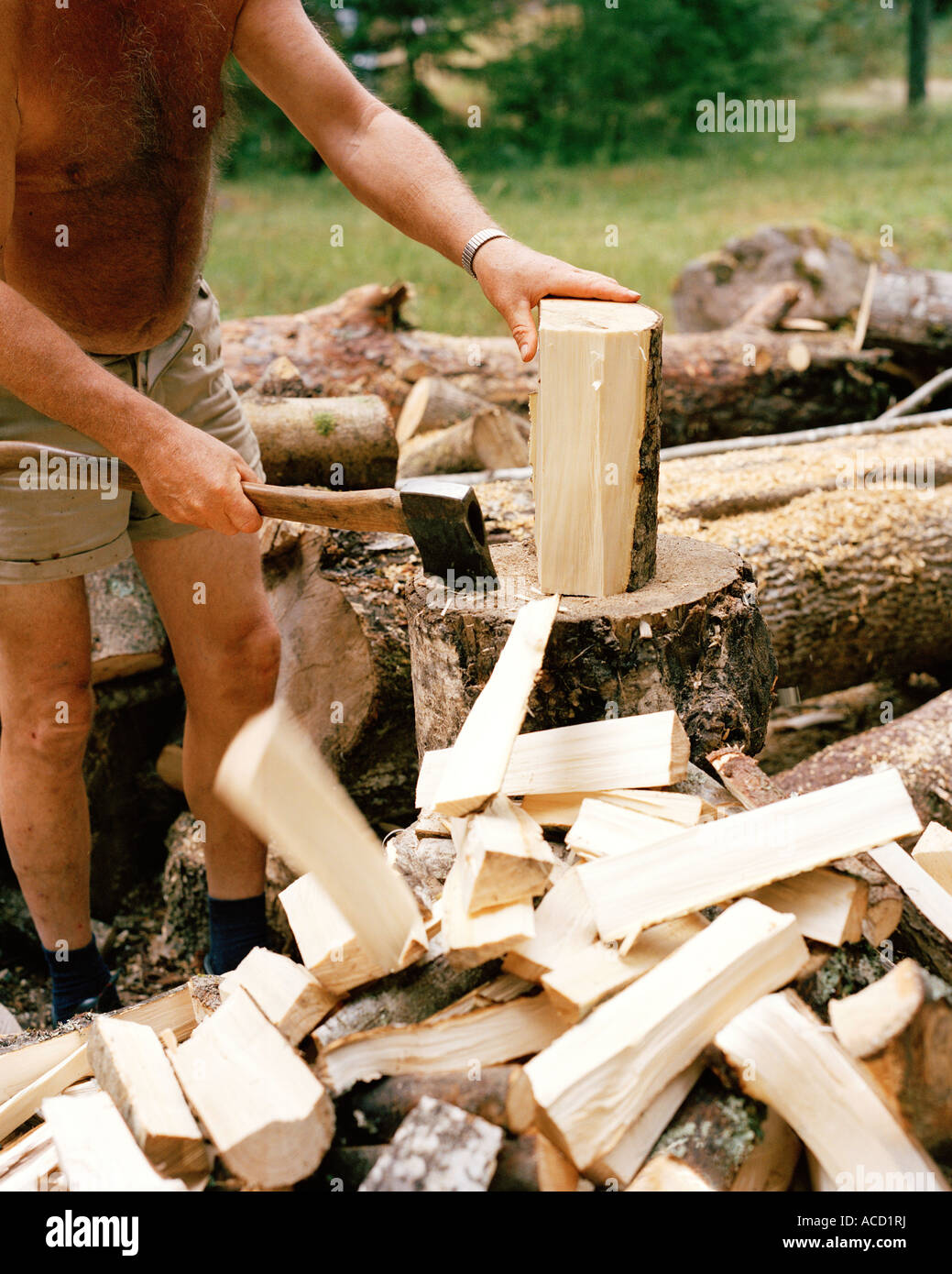 Chopping Wood Axe Man High Resolution Stock Photography and Images - Alamy