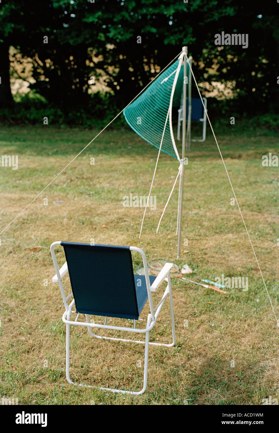 Badminton in a garden Stock Photo - Alamy