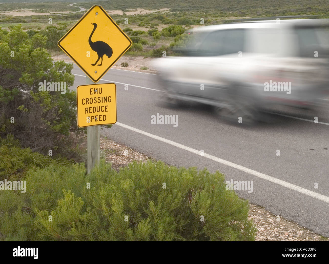 EMU WARNING ROAD SIGN, INNES NATIONAL PARK, SOUTHERN YORKE PENINSULA ...