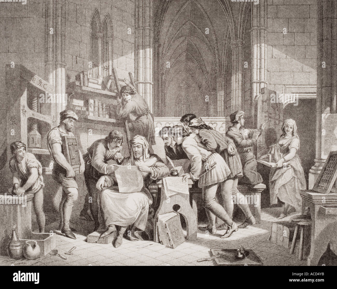 William caxton printing press hi-res stock photography and images - Alamy