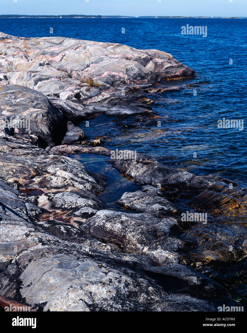 Cliffs in the Swedish archipelago Stock Photo - Alamy