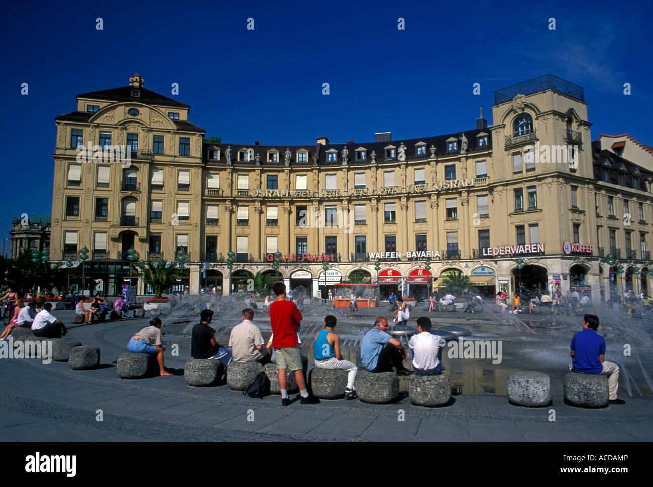 Germans, German people, men, sitting, talking, Karlsplatz, Munich ...