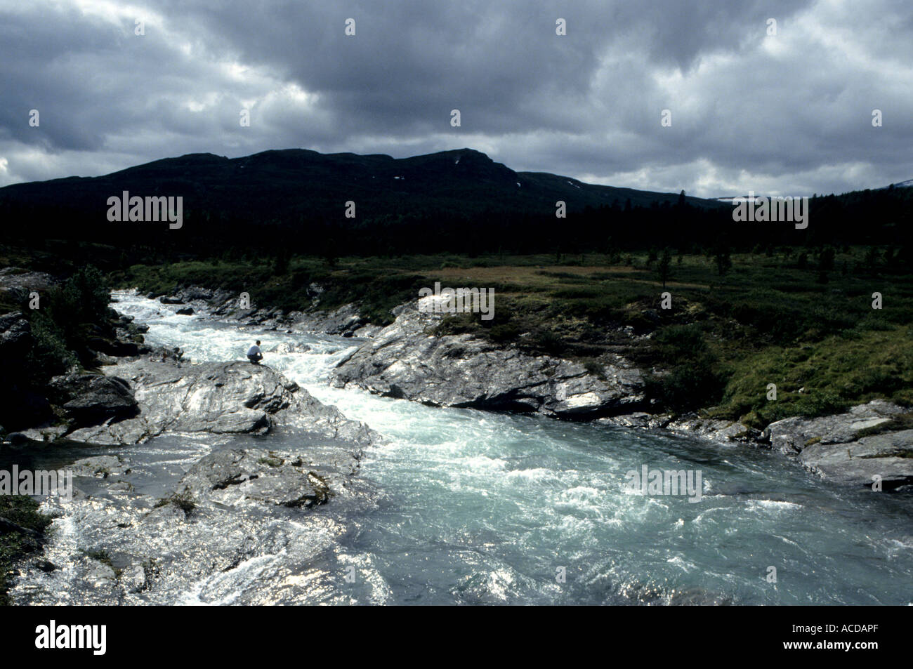 River Mountain Norway Norwegian Scandinavian Stock Photo - Alamy