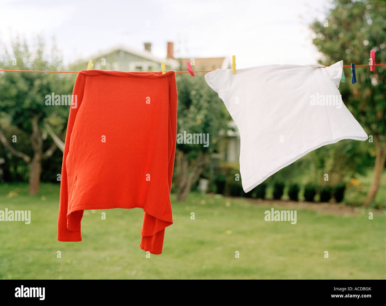 Clothes on a clothes-line Stock Photo - Alamy