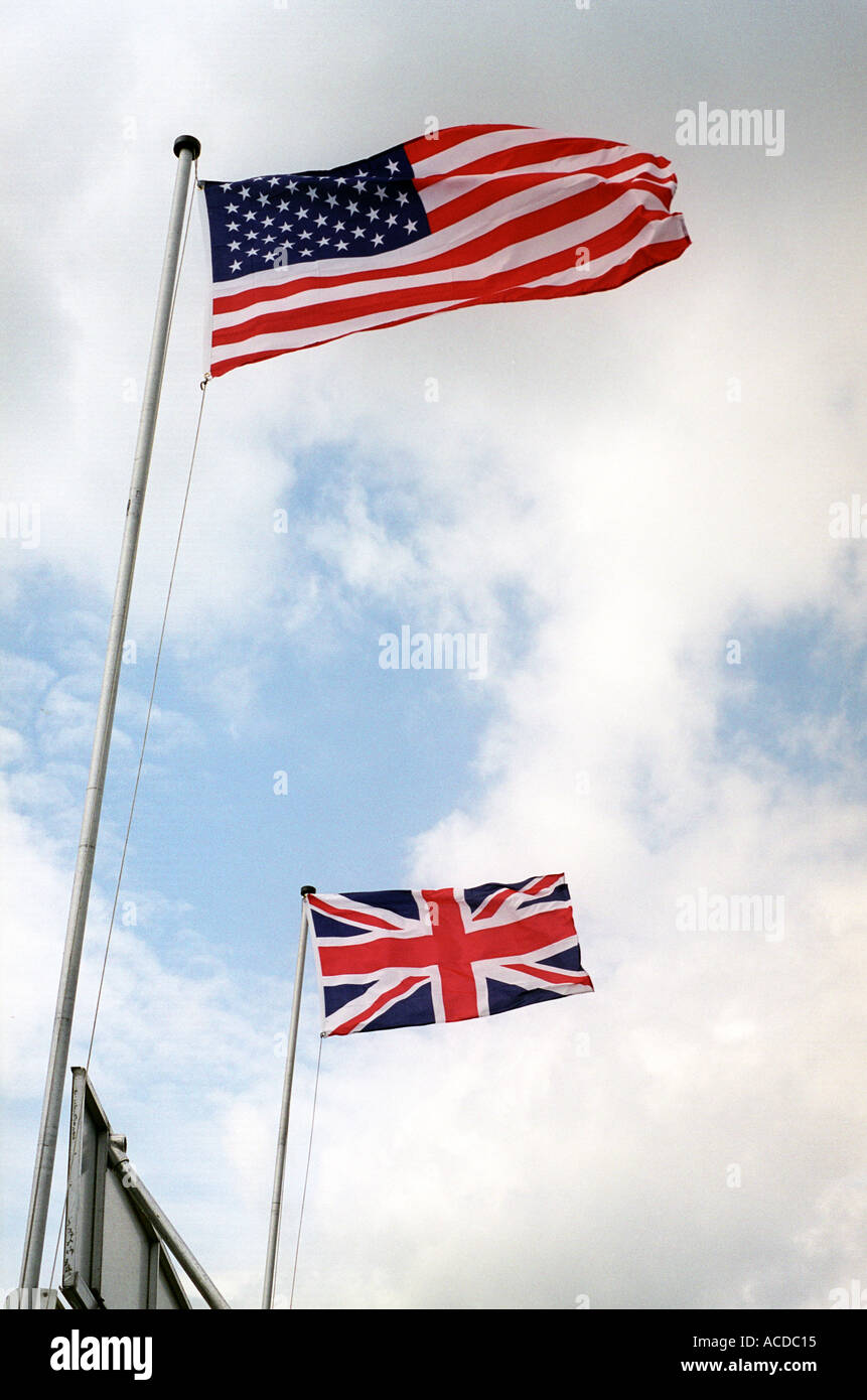 Union Jack Flag and Stars and Stripes flying together Stock Photo - Alamy