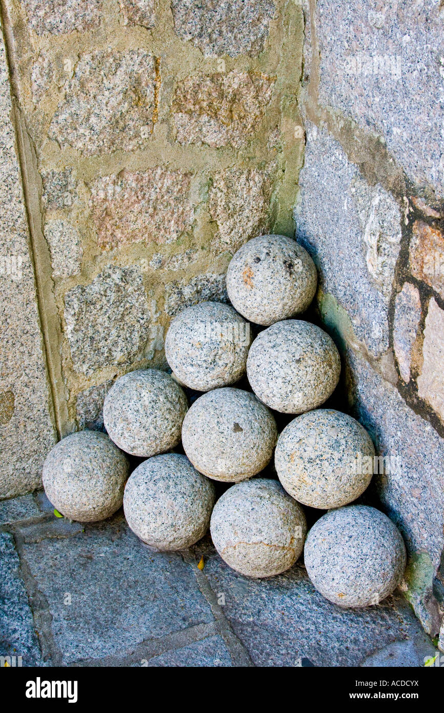 Pile of Stone Cannonballs Fortaleza do Monte Colonial Fort in Macau SAR ...