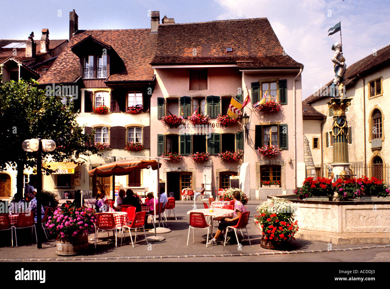 Switzerland Le Landeron Half Timber Historic Town Flowers france part ...