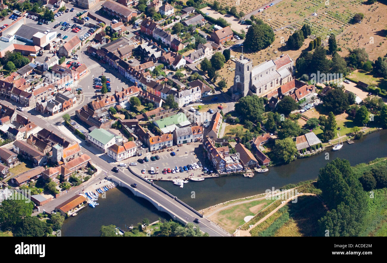Aerial view. Wareham town quay. Church and graveyard. Street layout ...