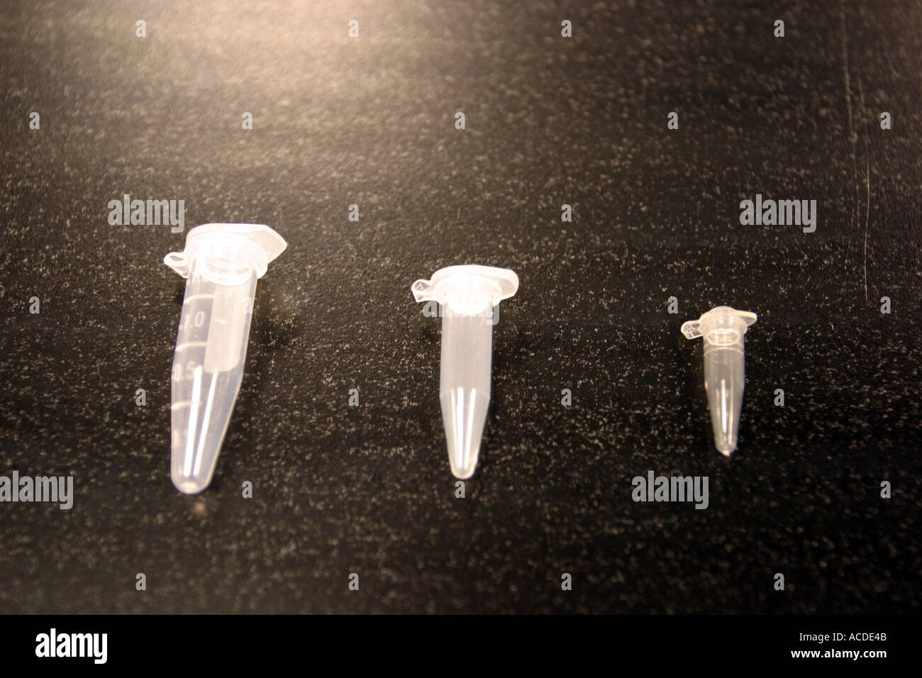 Plastic test tubes for DNA testing The tubes are used to hold samples ...