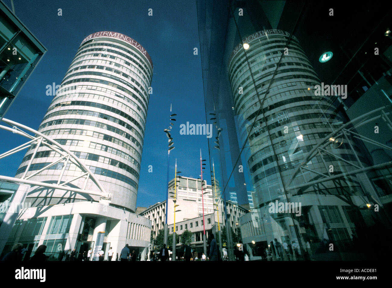 Birminghams famous Rotunda building reflected in the new Bull Ring ...