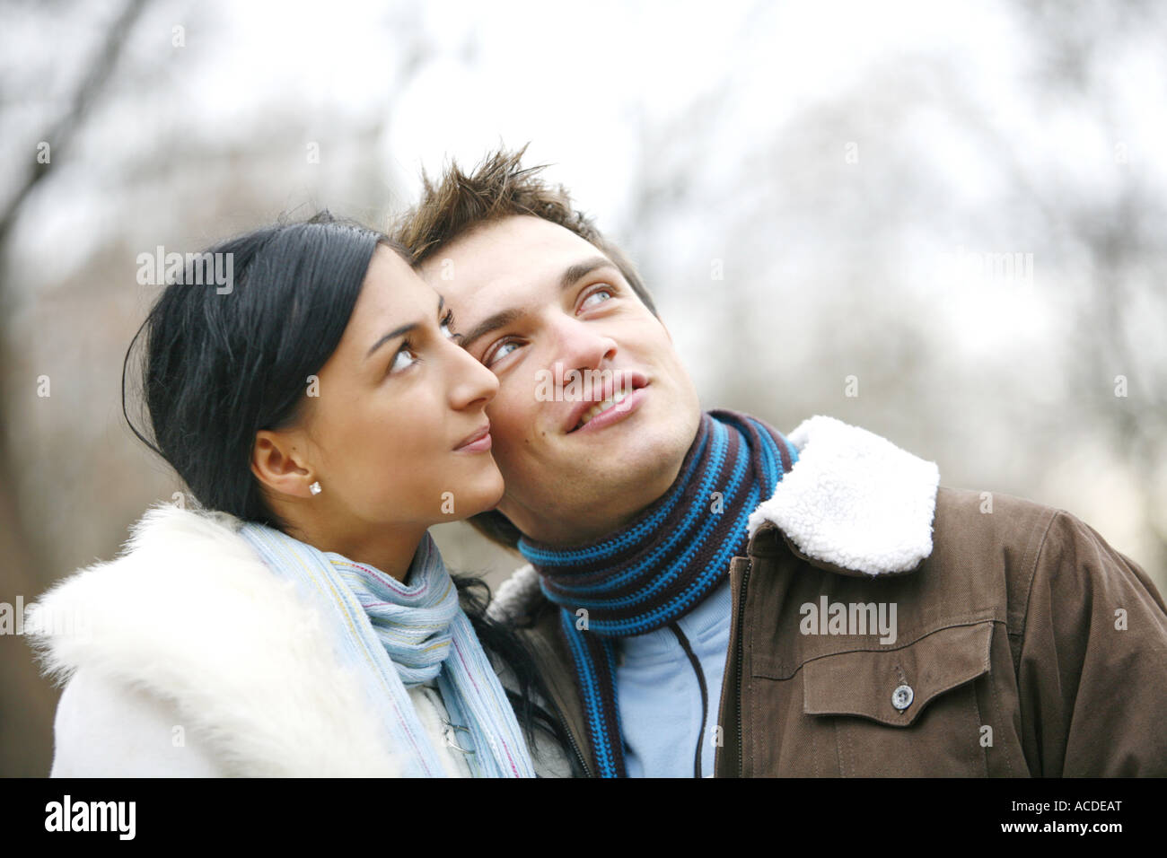 A young couple in the autumn forest lifestyle Stock Photo - Alamy