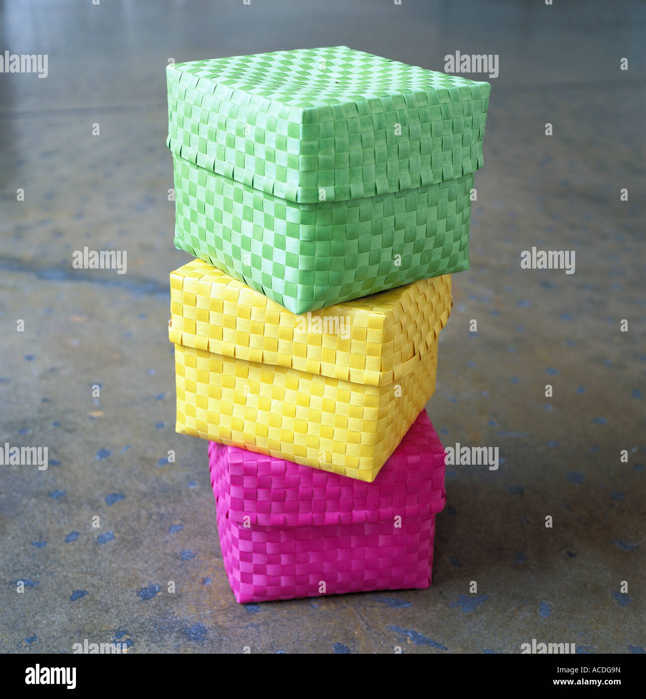 Colourful boxes on top of each other Stock Photo - Alamy