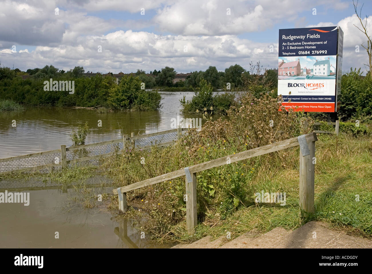 Billboard advertising house building on flood plain hi-res stock ...