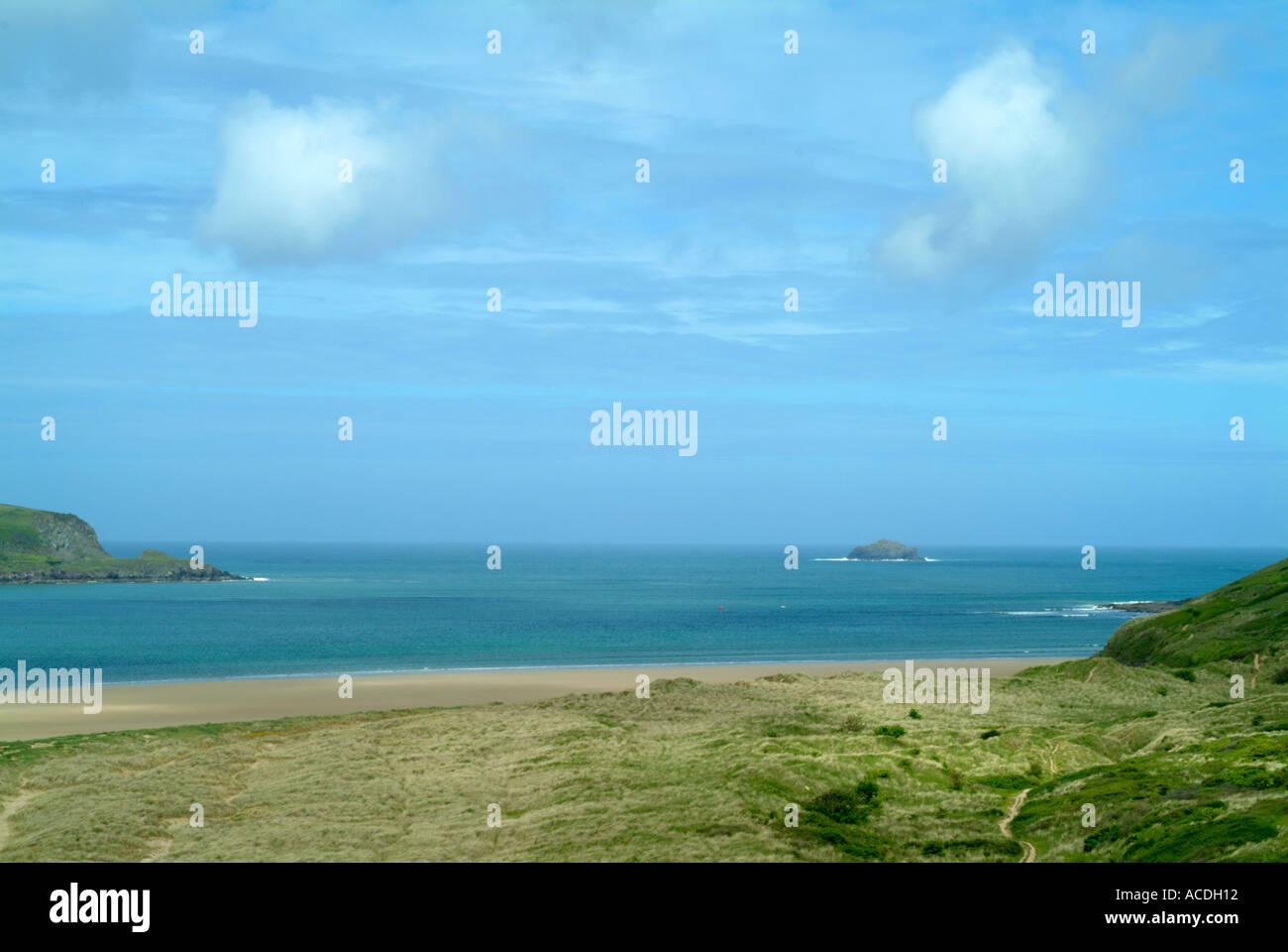 View of the entrance to the Camel Estuary Cornwall England UK Stock ...