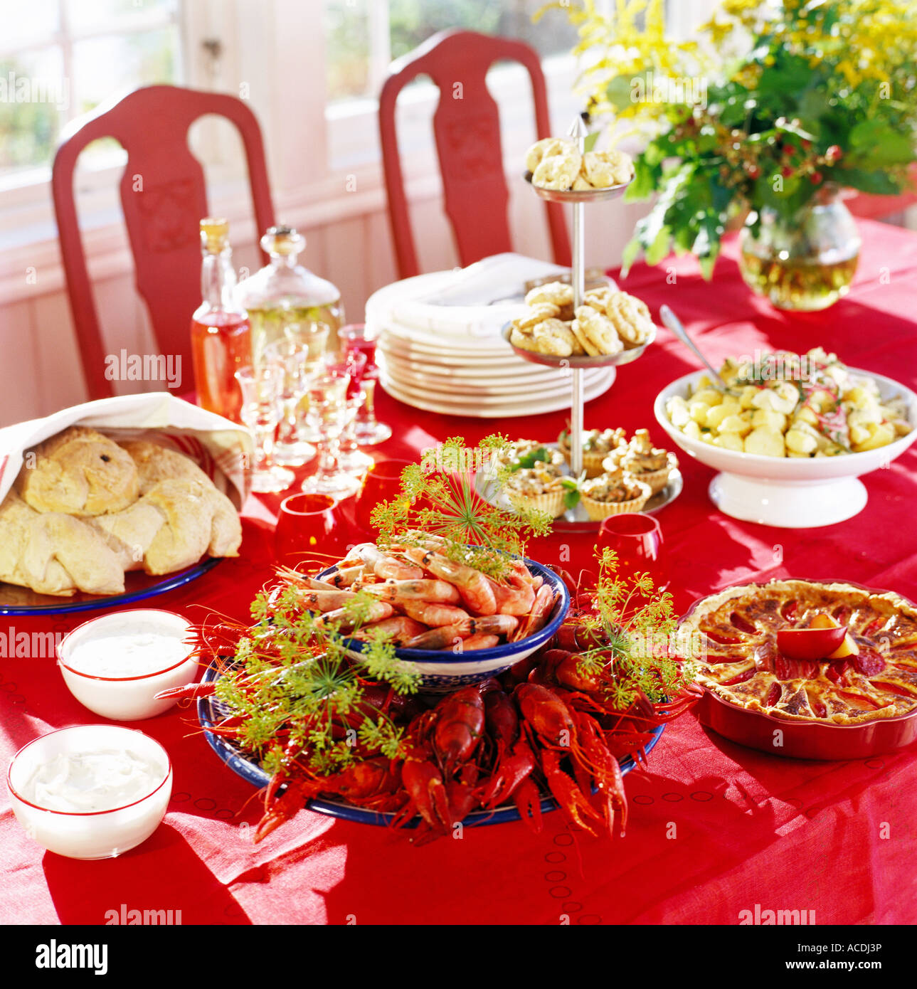 A crayfish party set on a table Stock Photo - Alamy