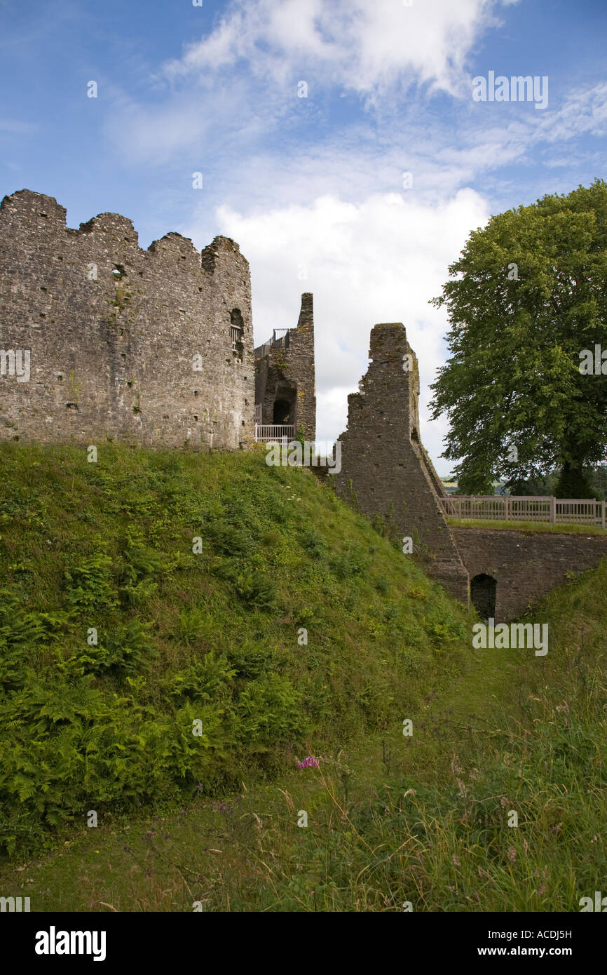 Restormel Castle Cornwall England shell keep Exterior view with moat ...