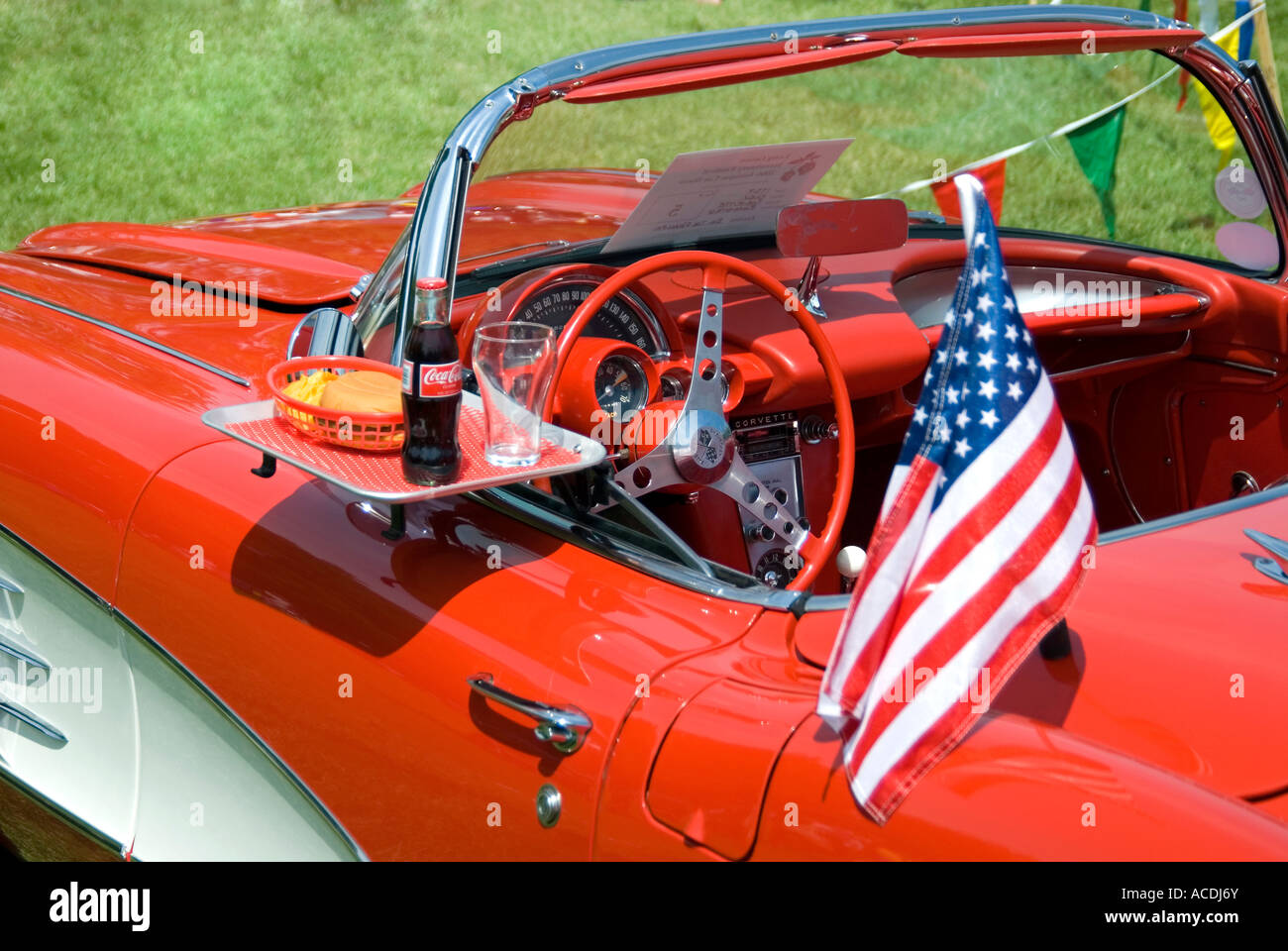 1959 Chevy Corvette & Drive-in Tray of food Stock Photo - Alamy