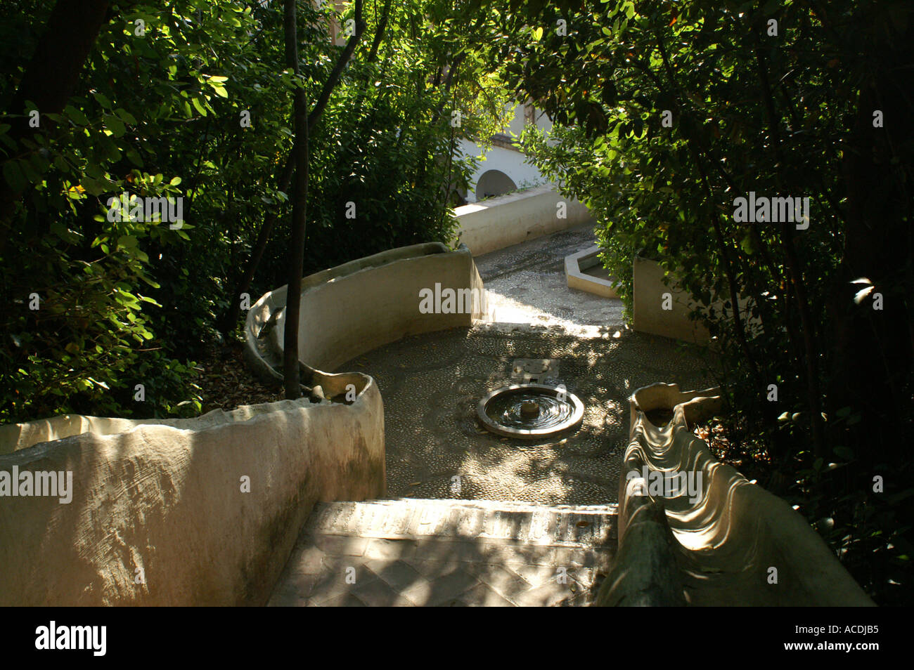 Walkway and irrigation in gardens of Alhambra former moorish summer ...