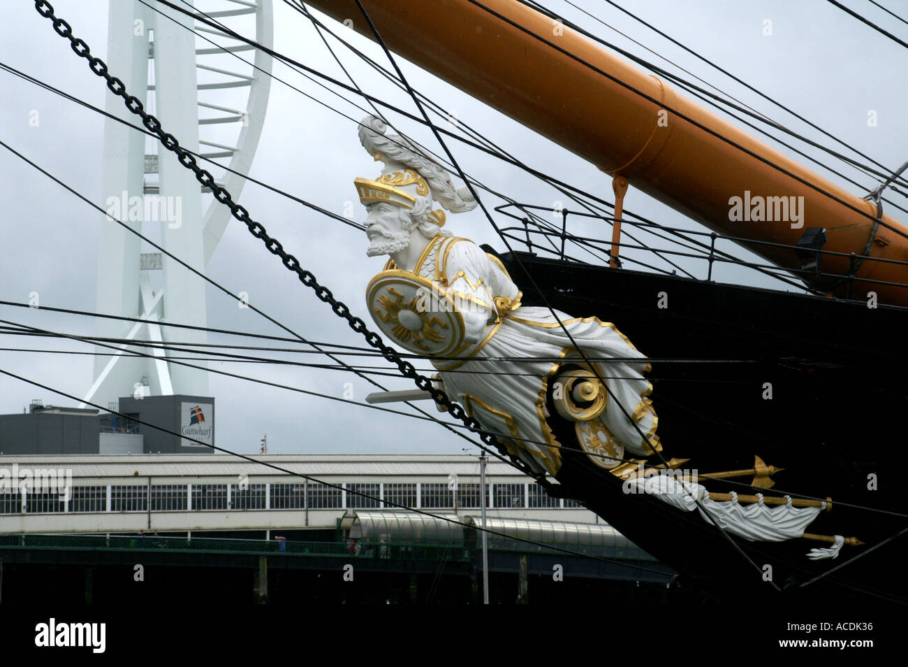 Figurehead Bowsprit and HMS Warrior Royal Naval base Portsmouth ...